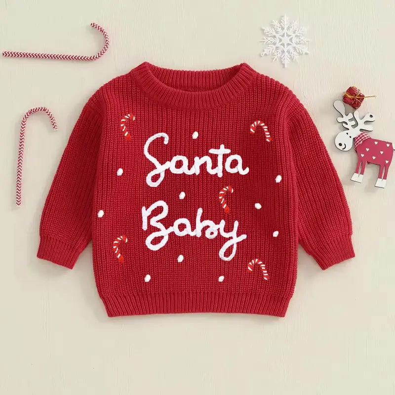 Santa Baby Sweater | Custom Embroidered First Christmas Outfit