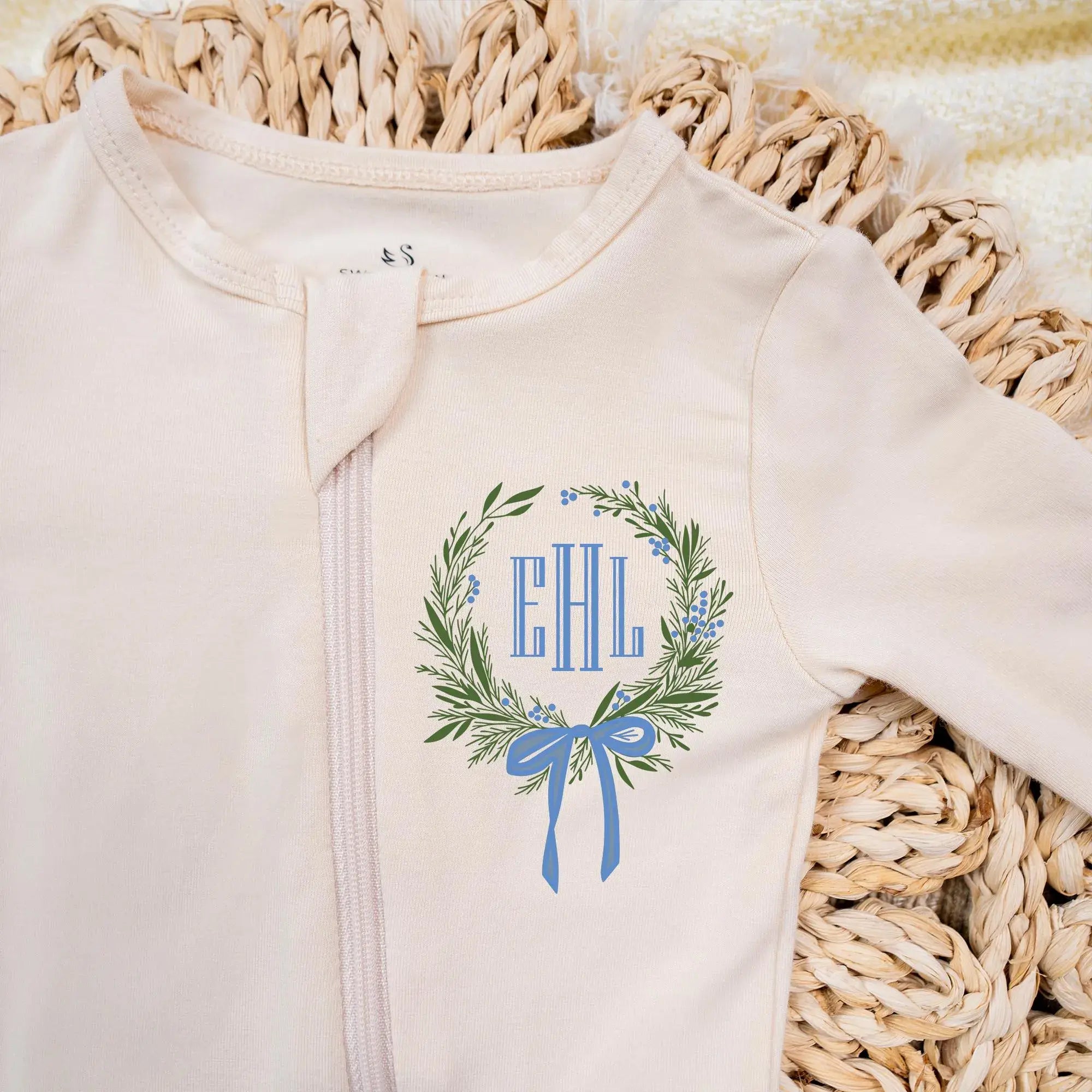 Personalized Monogram Crest Baby Pajamas | Heirloom Bamboo Sleepwear